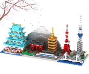 onenext japan tokyo skyline collection famous architecture model building block set (1350pcs) micro mini bricks toys gifts for kids and adults