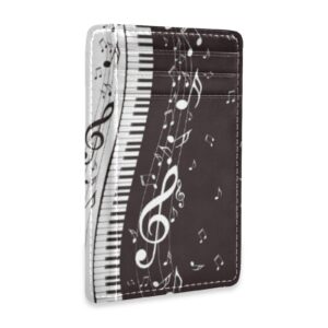 linomo thin leather card holder and money clip music note musical piano wallet rfid blocking for men & women