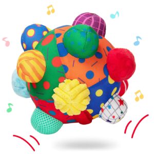 teytoy baby music shake dancing ball toy, developmental bumpy ball sensory soft toys, easy to grasp bumps help develop motor skills for girls and boys ages 12 months and up