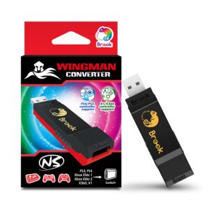 brook wingman ns converter- support xb series x/s/one/360, ps5/ps4/ps3, xb elite 1/2, switch pro controllers on switch and pc(x-input) console, consoles adapter, support turbo and remap