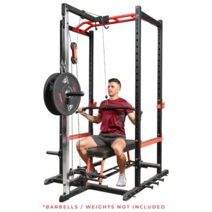 sunny health & fitness lat pull down attachment pulley system for power racks – sf-xf9927