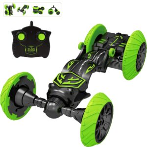 pp picador rc stunt car for kids, 360°flips double sided durable rc crawler toy gift, 2.4 ghz remote control with usb cable and battery