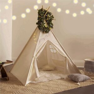 kids teepee tent for kids - with light string | kids play tent | toddler teepee shelter for girls & boys