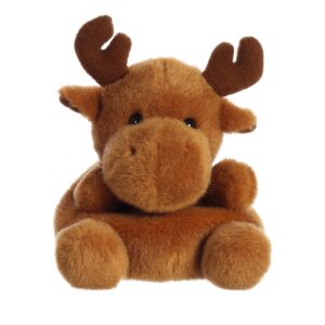 aurora® adorable palm pals™ cinnamon moose™ stuffed animal - pocket-sized play - collectable fun - brown 5 inches