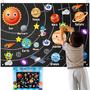 watinc 44pcs outer space felt story board set 3.5 ft solar system universe storytelling flannel interactive play kit with hooks astronaut planets alien galaxy reusable wall hanging gift for boys girls