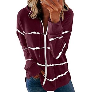 bxzhiri striped full zip long sleeve lightweight sweatshirts for women jacket coat lightweight sweatshirts