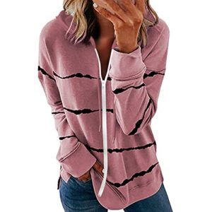 bxzhiri striped full zip long sleeve lightweight sweatshirts for women jacket coat lightweight sweatshirts