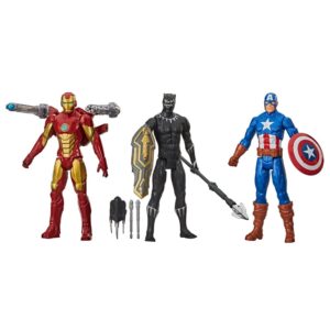 marvel avengers titan heros series - set of 3 black panther, iron man and captain america action figures - 12