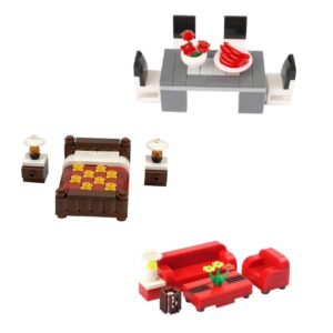 general jim's building blocks toy bricks house furniture toy set for bedroom living room & dining room for city street houses fun for teens or adults