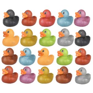 the dreidel company glitter rubber duck toy assortment duckies for kids, bath birthday gifts baby showers summer beach and pool activity, 2" (20-pack)