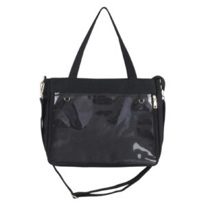 japanese harajuku shoulder bag itabag crossbody transparent handbag (black) one_size