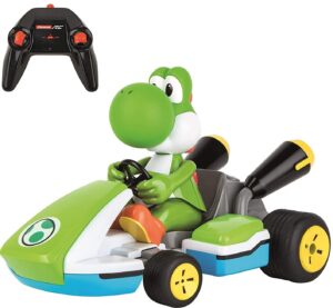 carrera rc 370162108x official licensed mario kart yoshi race kart 1:16 scale 2.4 ghz splash proof remote control car vehicle with sound and body tilting action - kid toys