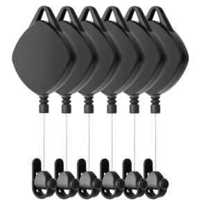 vr cable management(6 packs) retractable ceiling pulley system for oculus rift/rift s/htc vive/vive pro data charging wire for quest2/quest/go/valve index vr accessories (black)