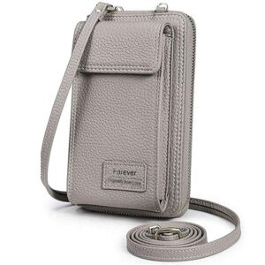 ffpaw small cellphone shoulder bag lightweight leather crossbody phone purse rfid blocking card holder wallet handbag for women(gray)