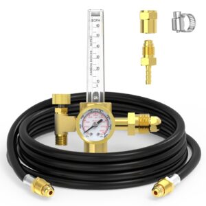 yeswelder co2 argon gas regulator, argon flow meter regulator with 8ft gas hose for mig tig welder