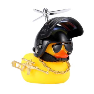 u-goforst cute rubber duck toy car ornaments yellow duck car dashboard decorations bike gadgets with propeller helmet (golden)