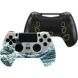 extremerate the great wave decade tournament controller (dtc) upgrade kit for ps4 controller jdm-040/050/055, upgrade board & ergonomic shell & back buttons & trigger stops - controller not included