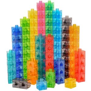 edxeducation translucent linking cubes - construction toy for early math - set of 100 - 0.8 inch - light table toy - elementary + preschool learning