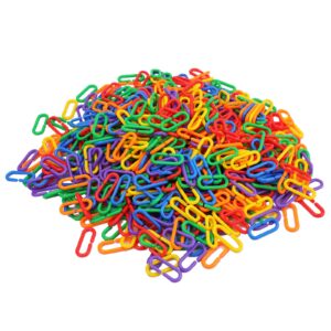 suwimut 1000 pieces plastic c-clip hooks chain links, interchangeable rainbow c-links kids learning toys for classroom preschool, sugar glider climbing swing small bird cage toys for pet rat parrot