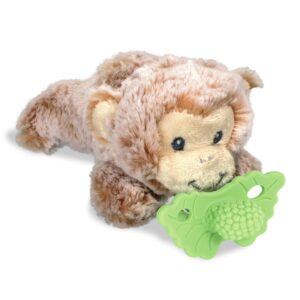 razbaby razbuddy razberry teether/pacifier holder w/removable baby teether toy - 0m+ - bpa free (monkey)