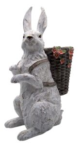 raz imports iris garden 20.25" rabbit with basket on back figurine