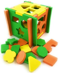 matty's toy stop eva foam soft shape sorter 5.5" cube for toddlers (bright colors)