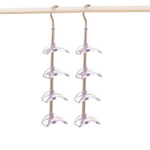 chris.w rotateble 4-hooks over the closet rod hanging storage organizer hanger for purses, backpacks, satchels, crossovers, handbags storing and organizing - 2 pack (transparent)