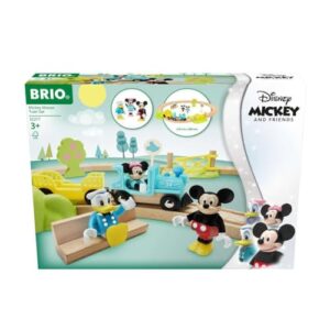 brio 32277 mickey mouse train set - wooden railway adventure | fsc-certified wood | magnetic couplings | skill development toy | ideal gift for kids