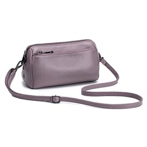 lecxci womens small leather crossbody bag, zipper clutch phone wallet purse for women (y light purple -1)