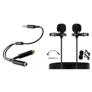 pop voice 16 feet dual-head lavalier microphone with trrs y splitter