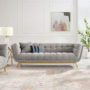 modway bestow tufted crushed performance velvet sofa, light gray