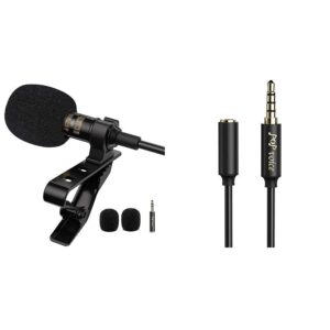 pop voice professional lavalier microphone with 8 feet extension cable for iphone pc mac youtube interview video