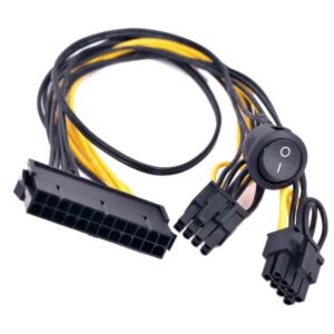 gintai atx 24 pin to 2 port pcie 6+2 pin 8-（pin） 6pin power cable + on off switch