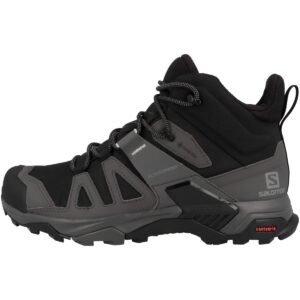 salomon x ultra 4 mid gore-tex hiking boots for men, black/magnet/pearl blue, 10