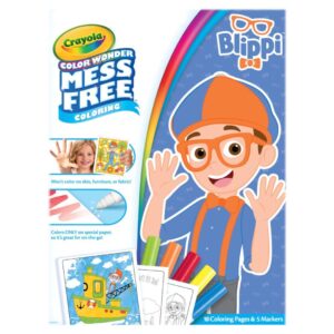 crayola blippi color wonder coloring set, 18 blippi mess free coloring pages for toddlers, travel activity, toddler toys & gifts