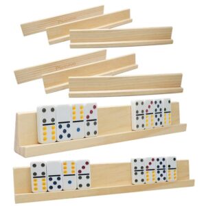 domino racks set of 8, mexican train dominoes trays, wooden domino holders for mexican train, chickenfoot combo, mahjong and other dominoes games13.97 x 2 x 1.18 inches - dominoes not included