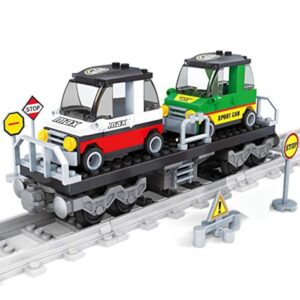 general jim's car transport train cars 186 piece modular building block bricks train set building toy and bricks building blocks - for teens and adults