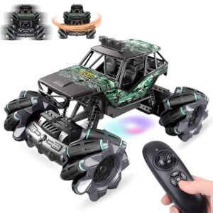 eirix remote control car off road rc drift car gift for kids adults birthday christmas 360° flips high speed racing stunt toy car monster truck rc crawler vehicle all terrain (green)