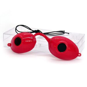 super sunnies uv eye protection, fda compliant individual tanning bed goggles eyeshields, glasses, with a clear case/box (red)