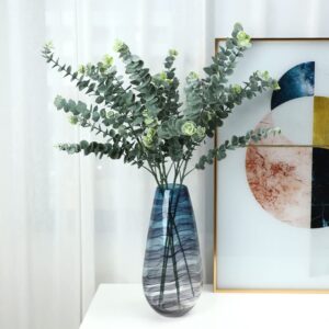 ollain 5 pcs artificial eucalyptus greenery stems plants 29.5" tall fake eucalyptus leaves spray silver dollar eucalyptus branches plant for home garden office store decoration