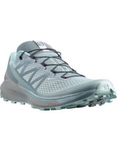 salomon sense ride 4 gore-tex invisible fit trail running shoes for women, slate/monument/pastel turquoise, 9