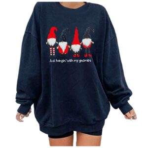 dosoop women christmas faceless doll gnome graphic crewneck long sleeve sweatshirts tops tunics casual loose shirt blouses