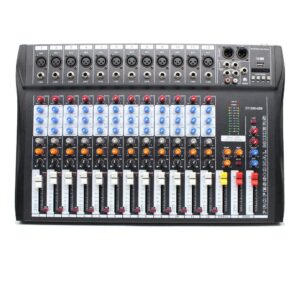 bluetooth studio audio mixer sound mixing console desk system interface w/usb drive for pc recording input ac 110v for professional and beginners recording function (12 channel)