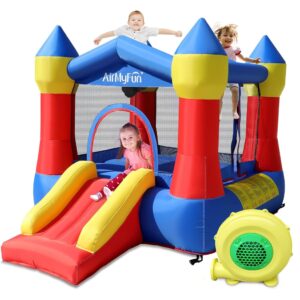 airmyfun toddler bounce house with blower for kids 3-8, inflatable bouncy jumping castle with slide, indoor/outdoor jump bouncer house, 82011a