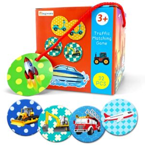 memory card game-16 pairs transportation theme memory matching games for kids 3 and up,memory matching game for toddlers,non toxic preschool learning activities