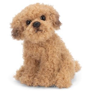 demdaco labradoodle dog golden brown 10 inch children's soft plush stuffed animal toy