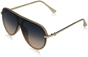 jessica simpson j5900 aviator shield sunglasses with 100% uv protection. glam gifts for women, 140 mm, nude & rose gold