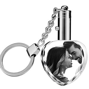 aolun custom crystal keychain picture,personalized engraved keyring with led light