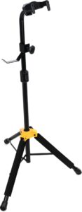 hercules stands gs414b plus single guitar stand with auto grip system and free ha700 strap/headphone hook