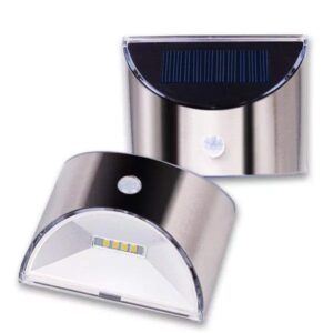 jf-xuan outdoor light outdoor lighting solar powered 4 led pir motion sensor stainless steel wall light for outdoor garden home